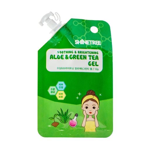 Гель для обличчя Shinetree Aloe and Green Tea Заспокоєння та сяяння з алое та зеленим чаєм, 12 г ...