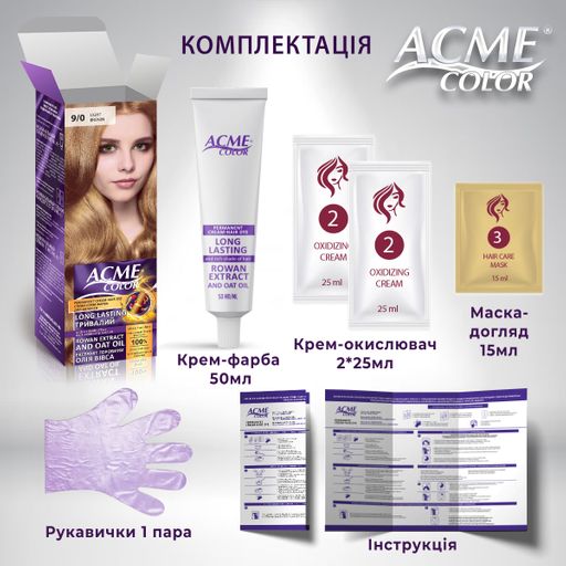 Стійка крем-фарба для волосся Acme Color Permanent Cream-Hair Dye, 115 ...