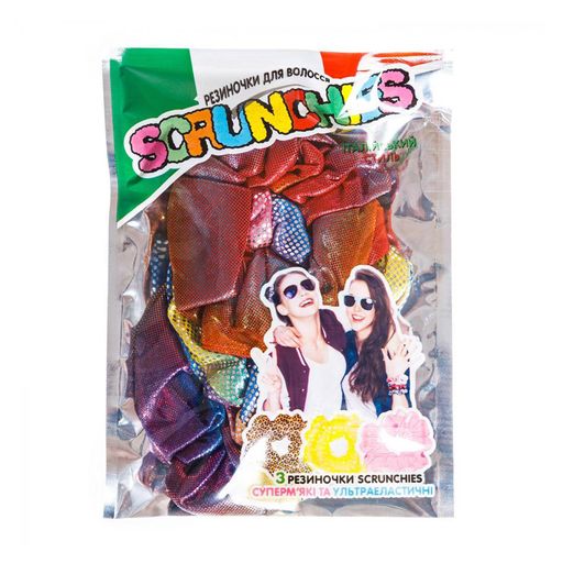 Резиночки для волосся Shokky Bandz Scrunchies Кольори веселки, 3 шт ...