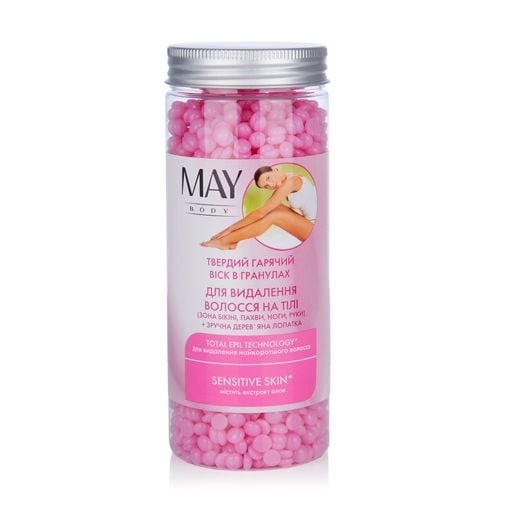 Твердий гарячий віск для депіляції MAY body в гранулах, екстракт алое ...