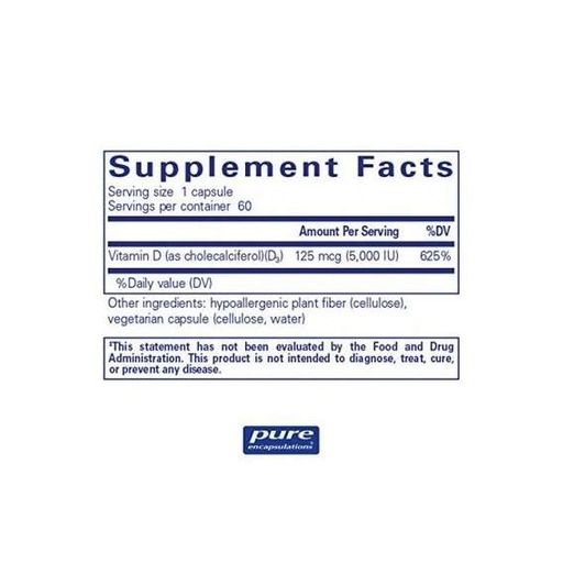 Вітамін D Pure Encapsulations Vitamin D3 5,000 UI 60 Caps PE-00817 ...