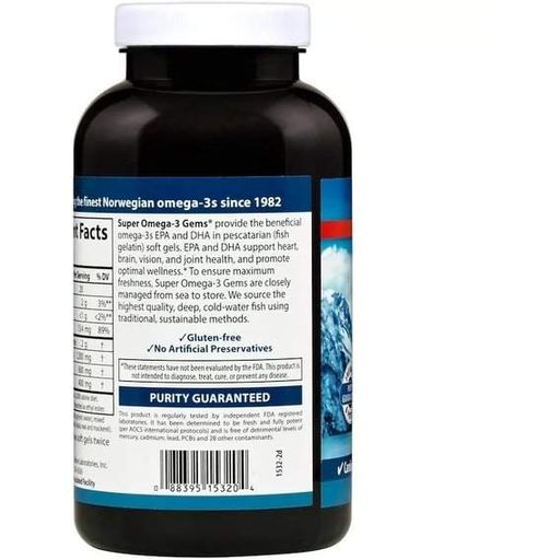 Омега 3 Carlson Labs Super Omega-3 Gems 1200 mg 180 Fish Softgels ...