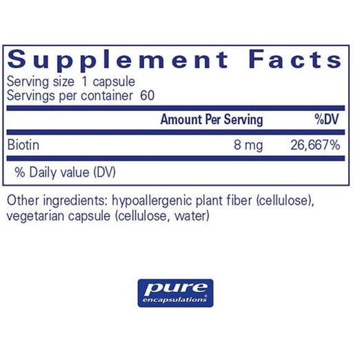 Біотин Pure Encapsulations Biotin 8 mg 60 Caps (869558) — купити на EVA ...