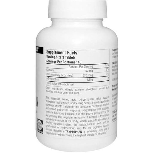 Тріптофан Source Naturals L-Tryptophan 500 mg 30 Tabs (873165) — купити на EVA.UA — ціна 458 грн