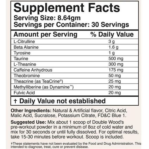 Комплекс до тренування Double Wood DWS Pre-Workout 260 g /30 servings ...