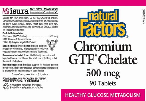 Мікроелемент Хром Natural Factors Chromium GTF Chelate 500 mcg 90 Tabs (914108) — купити на EVA ...