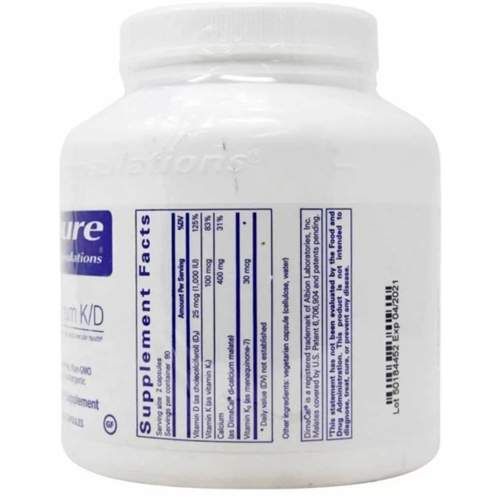 Комплекс Вітамін D3+K2 Pure Encapsulations Calcium K/D 180 Caps (918313 ...