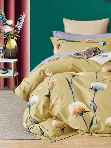 Комплект постільної білизни Ecotton полуторний 150х215 см Кульбаби гірчичний 21211 922840