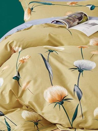 Комплект постільної білизни Ecotton полуторний 150х215 см Кульбаби гірчичний 21211 922840