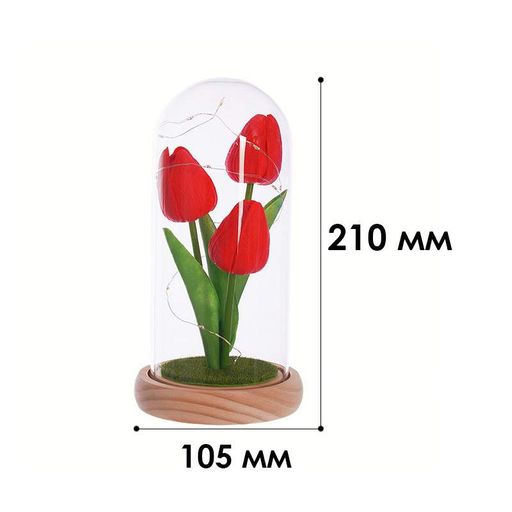 Тюльпани в колбі Lesko KY-5995 з LED підсвічуванням Червоний (12372 ...